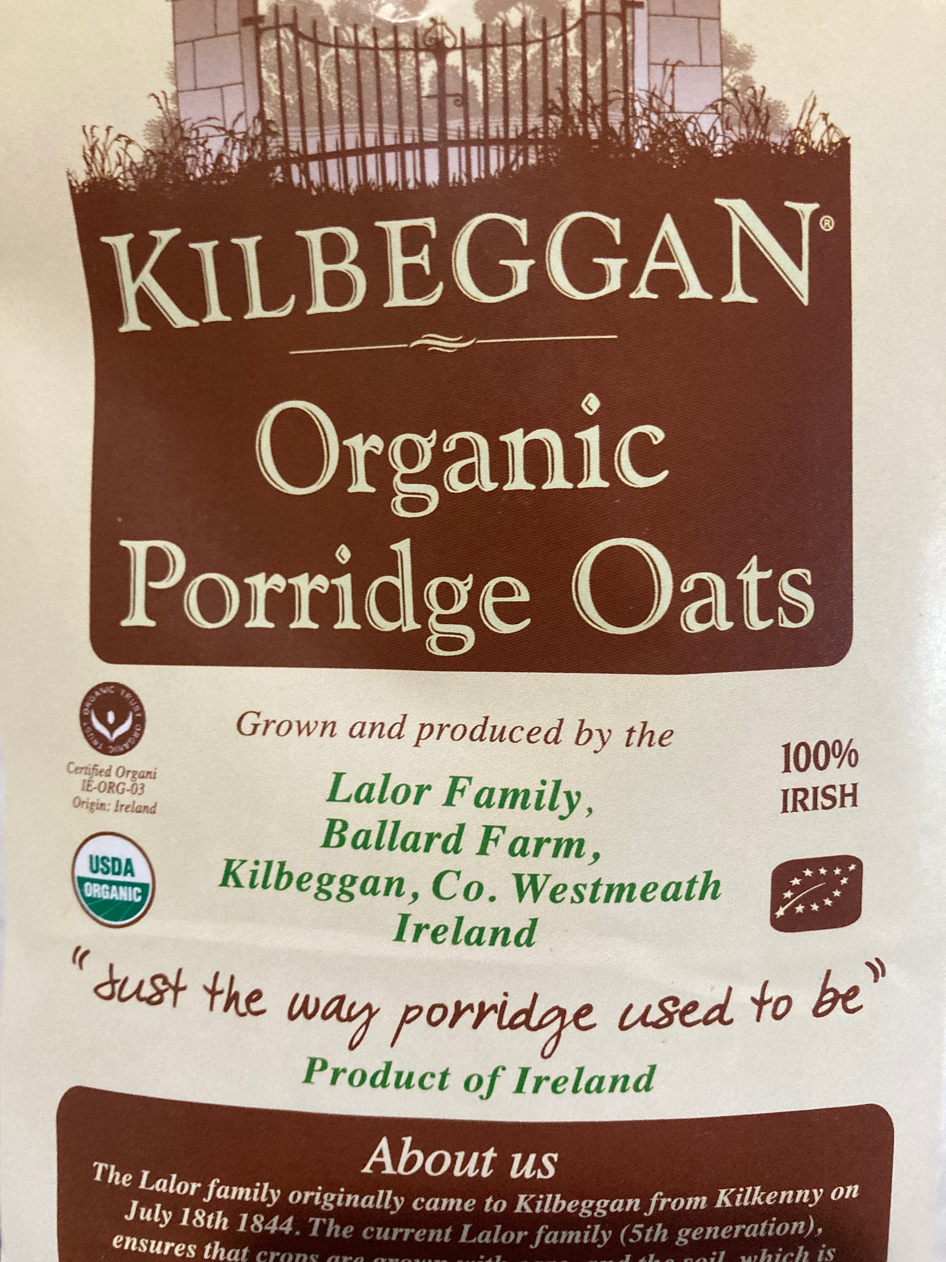 Kilbeggan Organic Porridge Oats – O'Malley's European Foods
